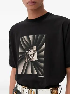 Versace Regular-fit Cotton Jersey T-shirt With Print - Black