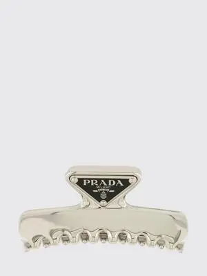 Prada Metal Hair Clip With Logo - Silver