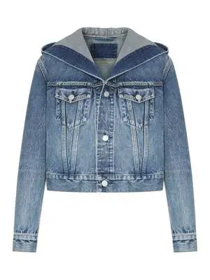 Alaïa Hooded Denim Trucker Jacket - Blue