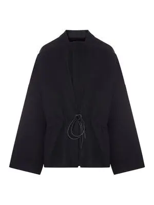 Rick Owens Wool Kimono Blouson With Belt - Black