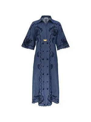 Zimmermann Aster Denim Midi Dress - Multicolor
