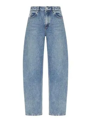 Alaïa Curved Cotton Jeans - Blue