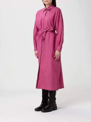 Max Mara Striped Cotton And Silk Chemisier Dress - Purple