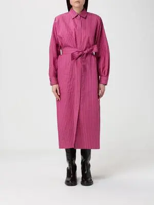 Max Mara Striped Cotton And Silk Chemisier Dress - Purple