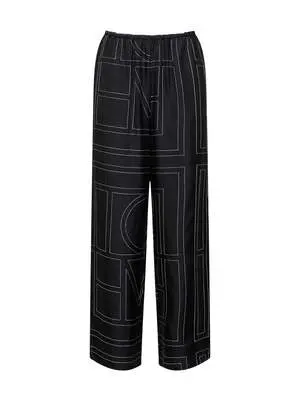 TOTEME Black Monogram Silk Pj Trousers - Multicolor