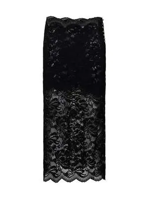 Rabanne Stretch Floral Lace Midi Skirt - Multicolor