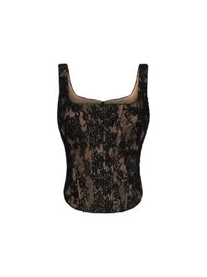 SELF-PORTRAIT Black Lace Corset Top - Multicolor