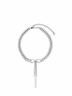 SELF-PORTRAIT Silver Doublecrystal Bow Choker Necklace - Multicolor
