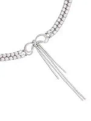 SELF-PORTRAIT Silver Doublecrystal Bow Choker Necklace