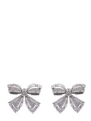 SELF-PORTRAIT Silver Crystal Bow Earrings - Multicolor