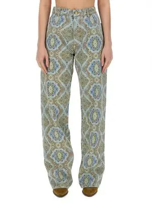Etro Jeans Con Stampa Paisley - Blue