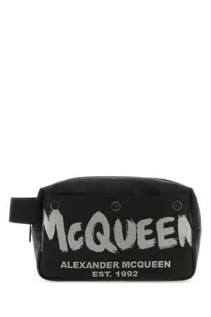 Alexander McQueen Fabric Graffiti Beauty Case - Black