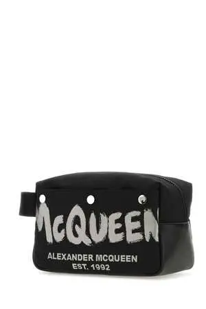 Alexander McQueen Fabric Graffiti Beauty Case - Black