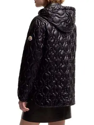Moncler Midi Balette Down Jacket With Geometric Quilting - Black