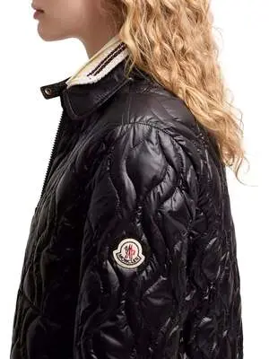 Moncler Midi Balette Down Jacket With Geometric Quilting - Black