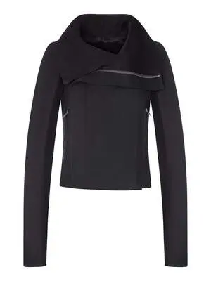 Rick Owens Biker Jacket With Wide Wrap Collar - Black
