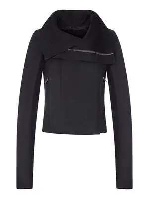 Rick Owens Biker Jacket With Wide Wrap Collar