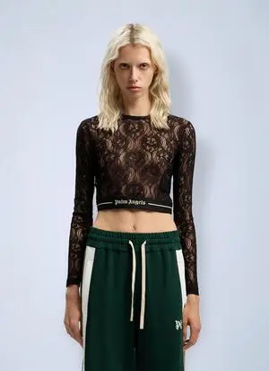 Palm Angels Classic Logo Lace Top - Black