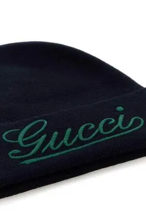 Gucci Dark Wool Beanie Hat - Blue