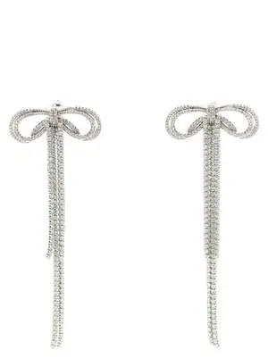 SELF-PORTRAIT Double Crystal Bow' Earrings - Silver