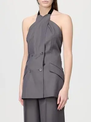 Max Mara Wool Gabardine Halter Top - Gray