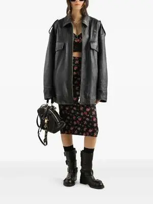 Dolce & Gabbana Floral Print Silk Straight Skirt