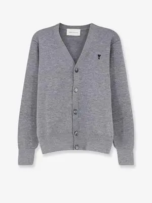 AMI Paris Wool Cardigan With Embroidery - Multicolor