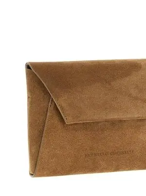Brunello Cucinelli Monile Suede Clutch Bag - Brown