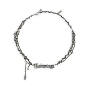 Balenciaga Typo Destroyed Necklace - Silver