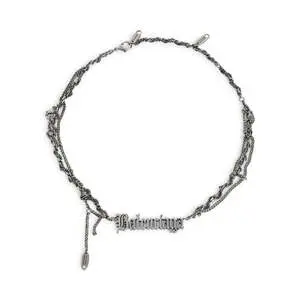 Balenciaga Typo Destroyed Necklace - Silver
