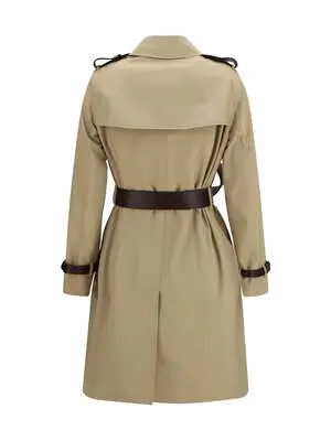 Burberry Kensington Midi Leather Trench - Cream