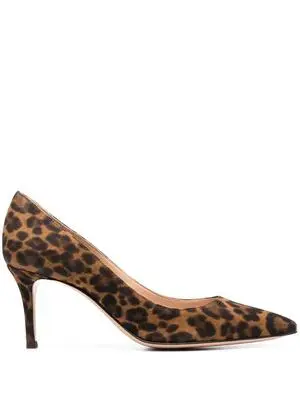 GIANVITO ROSSI Leopard-print Suede Pumps - Brown