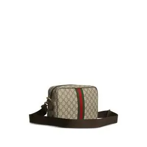 Gucci Monogram Messenger Bag With Web Detail - Cream