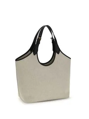 Versace Fabric And Calf Leather Tote Bag