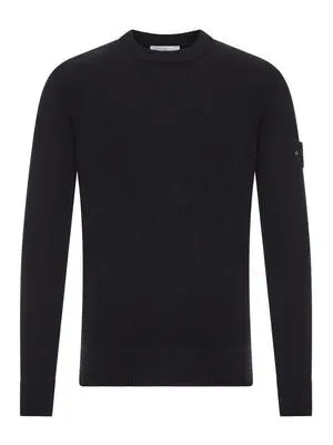 Stone Island Rws Lightweight Pure Wool Crew Neck Sweater - Black