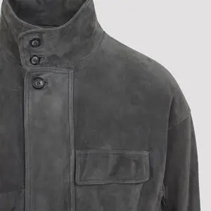 Giorgio Armani Suede Leather Blouson Jacket - Gray
