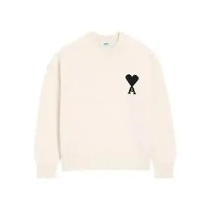 AMI Paris Merino Wool Intarsia Jumper - Cream