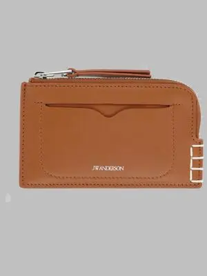 JW Anderson Leather Card Holder With Zip - Cream