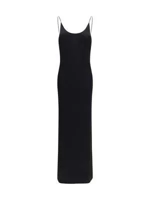 Saint Laurent Backless Knit Dress With Cassandre Chain - Black