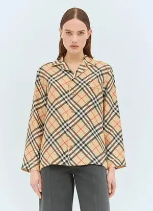 Burberry Check Silk Pyjama Shirt - Cream