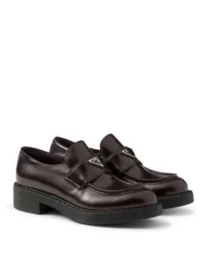 Prada Chocolate Brushed Leather Loafers