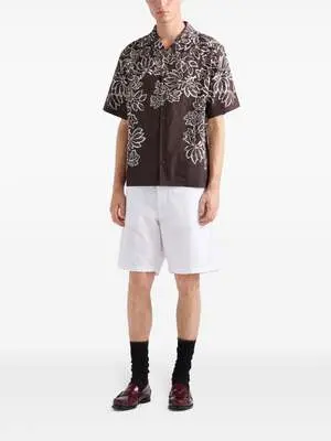 Prada Short-sleeved Printed Cotton Shirt