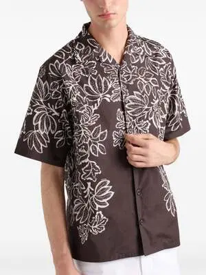 Prada Short-sleeved Printed Cotton Shirt - Multicolor