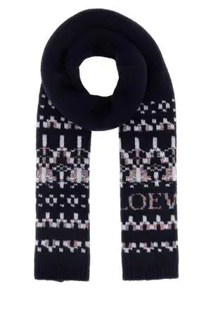 Loewe Midnight Blue Wool Blend Scarf - Multicolor