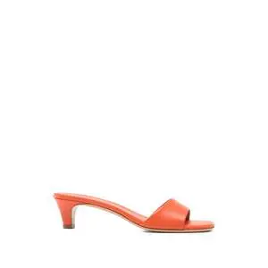 FERRAGAMO Calf Leather Open Toe Slip-on Mules - Orange