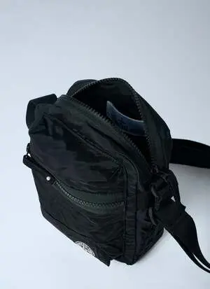 Stone Island Logo Patch Crossbody Bag - Black