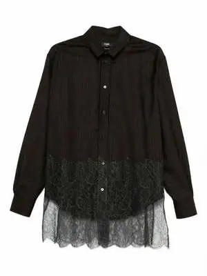 Fendi Wool Shirt With Stripes And Lace - Multicolor