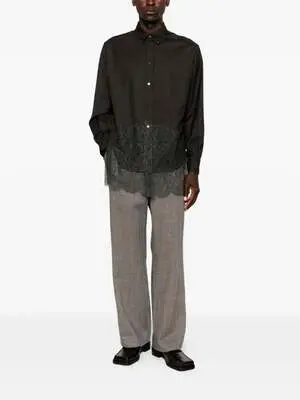 Fendi Wool Shirt With Stripes And Lace - Multicolor