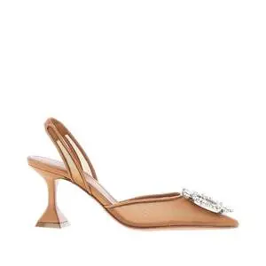 Amina Muaddi Begum Sling' Mesh Slingback Pumps - Brown
