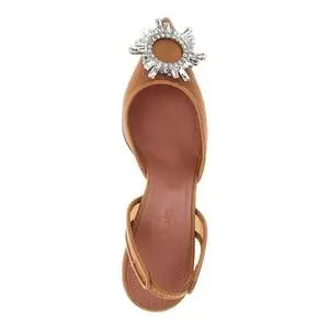 Amina Muaddi Begum Sling' Mesh Slingback Pumps - Brown